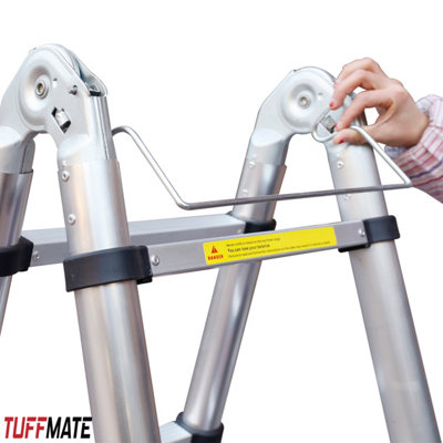 Telescopic Double Sided Combination Ladder 3.8m Max Height 183cm Step ...