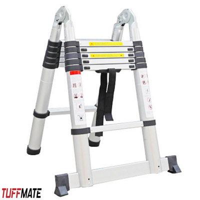Telescopic Double Sided Combination Ladder 3.8m Max Height 183cm Step ...