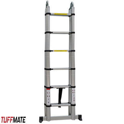 Telescopic Double Sided Combination Ladder 3.8m Max Height 183cm Step ...