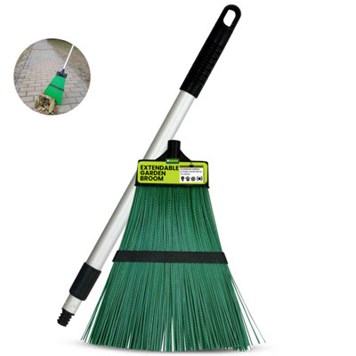 Telescopic Garden Yard Broom Stiff Brush Aluminium Handle 1096