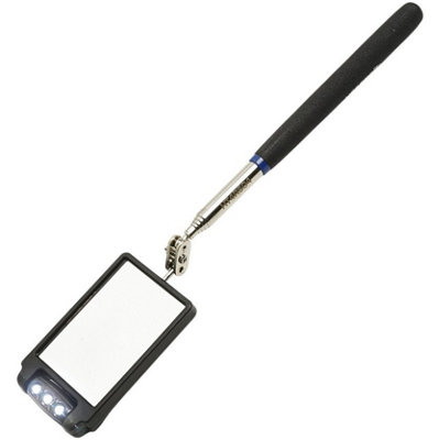 Telescopic Inspection mirror 3 LED light 50x80mm Extends 300-800mm ...