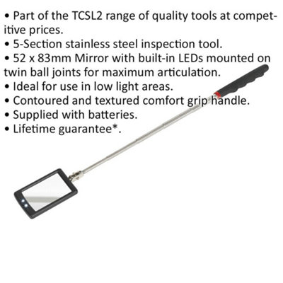 Telescopic Inspection Mirror with Dual LED Lights for Precision Inspection