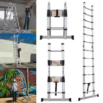 telescopic ladder, A frame and straight design, 2.5 m height, non slip ...