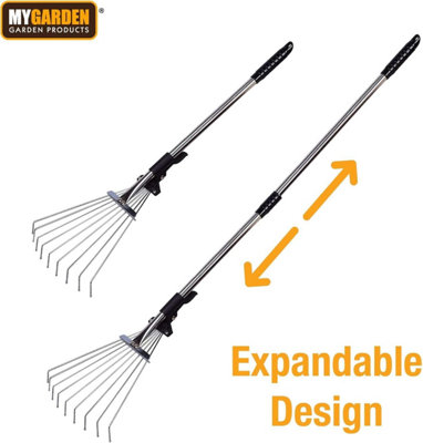 Telescopic Metal Rack Expendable Rake For Gardening Lawn Cleaning With ...