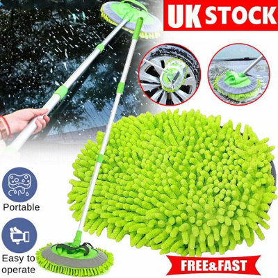 Telescopic Microfiber Vehicle Wash Mop with 180 Swivel Head & 2 Pads