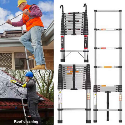 Telescopic Stainless Steel Ladder 5M, Extendable, 150kg Load, With Hook