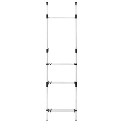Telescopic Wardrobe System with Rods and Shelf Aluminium