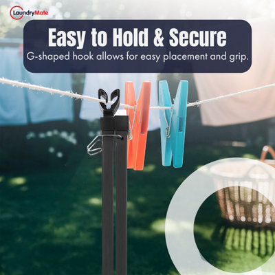 Telescopic Washing Line Prop Pole Extendable Up to 220cm V-Shaped Hook ...