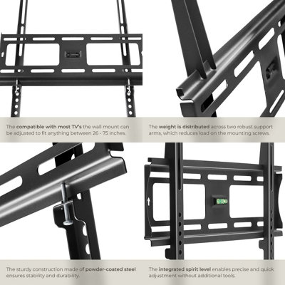 Television Bracket - 26-75 inch screens, width-adjustable TV wall mount ...