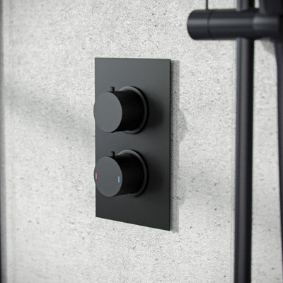Temel 2 Dial 2 Way Round Concealed Thermostatic Mixer Valve, Shower ...