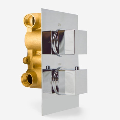 Temel Bathroom Square Concealed Thermostatic Mixer Shower Head Chrome ...