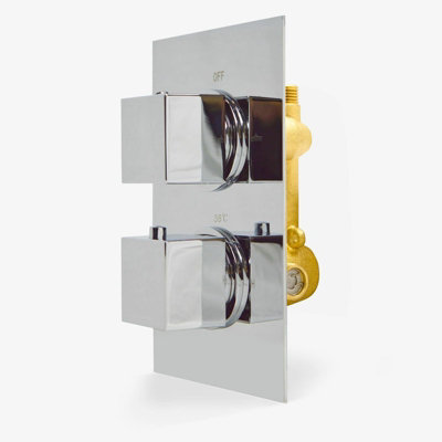 Temel Square 2 Dial 1 Way Chrome Concealed Thermostatic Shower Mixer Valve