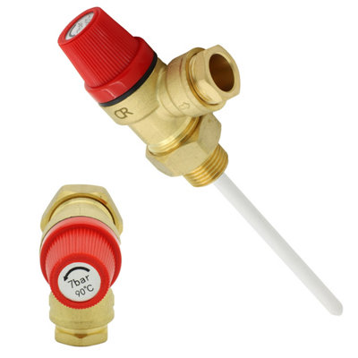 Temperature and Pressure Relief Valve 1/2" 7 Bar 90 degreec