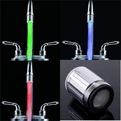Temperature sensitive LED faucet nozzle changes 3 colors for home hotel ...