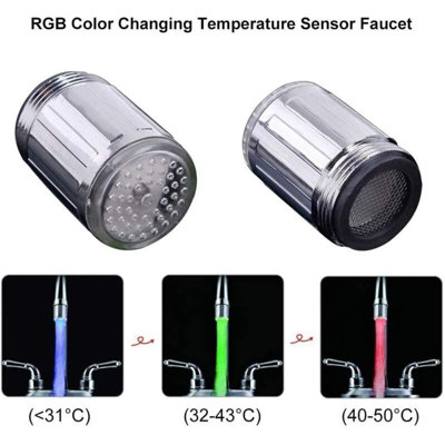 Temperature sensitive LED faucet nozzle changes 3 colors for home hotel ...