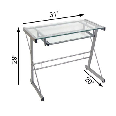 Tempered Glass Metal Black Desk with Keyboard Shelf