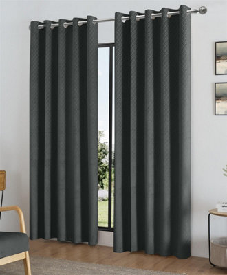 Temple Velvet Ring Top Curtains Charcoal