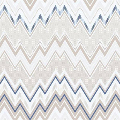 Tempo Zig-Zag Wallpaper Galerie Paste the Wall Blue Beige