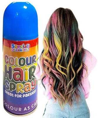 Temporary Blue Hair Colour Spray 200ml Washable Fun Hair Paint for ...