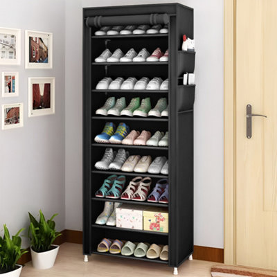 Ten-Tier Non-Woven Fabric Shoe Bag Rack with Roll-Up Door
