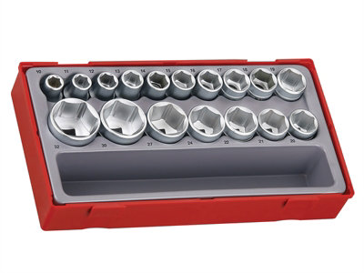 Teng TT1217-6 TT1217-6 Metric 6-Pt Socket Set, 17 Piece - 1/2in Drive ...