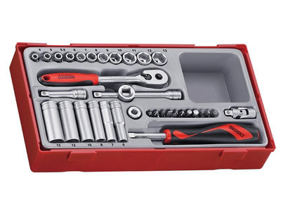 Teng TT1435 TT1435 4-13mm Socket Set, 35 Piece - 1/4in Drive TENTT1435