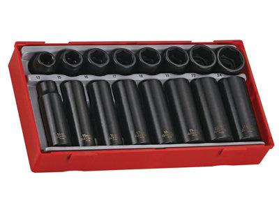 Teng TT9116 TT9116 Regular/Deep Impact Socket Set, 16 Piece- 1/2in ...