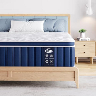 TeQsli 5 ft King Mattress, 10.6 Inch Memory Foam Sprung Hybrid for ...