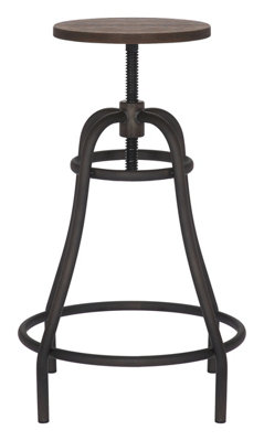 Teramo Vintage Breakfast Bar Stool, Fixed Matt Black Legs, Height ...