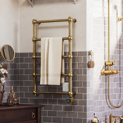 Terma Electric Towel Rail RETRO (Wi-Fi) 800h x 504w(mm) Brushed Brass 200w
