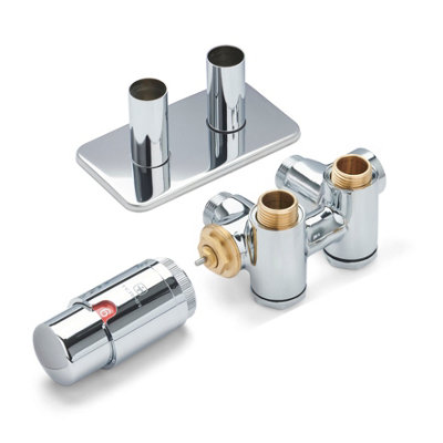Terma Radiator Valves INTEGRA DUO, 50mm Angled TRVs Set WITH INTEGRATED ...