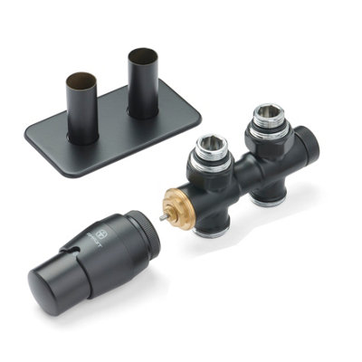 Terma Radiator Valves TWINS, Straight, 50mm Integrated TRVS Set (LEFT ...