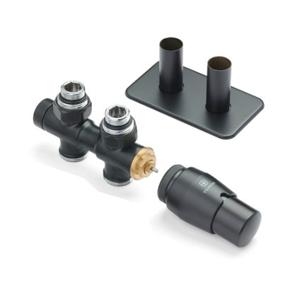 Terma Radiator Valves TWINS, Straight, 50mm Integrated TRVS Set (LEFT ...