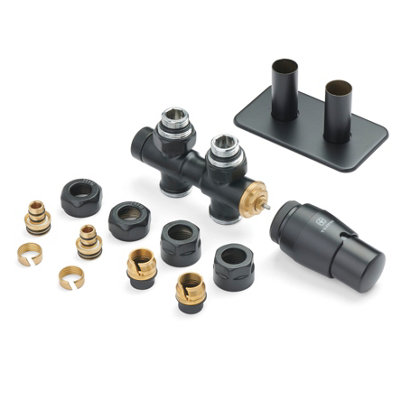 Terma Radiator Valves TWINS, Straight, 50mm Integrated TRVS Set (LEFT ...