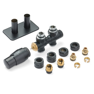 Terma Radiator Valves TWINS, Straight, 50mm Integrated TRVS Set (LEFT ...