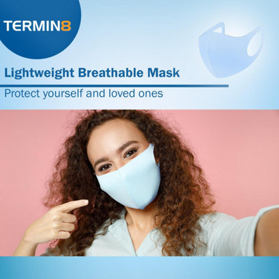 Termin8 Water Repellent Reusable Adult/Teen Face Covering - Water ...