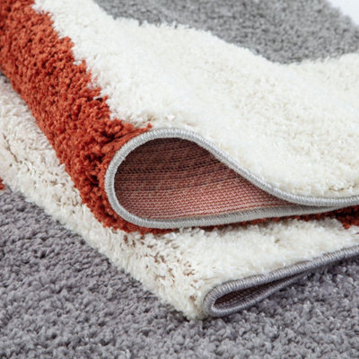 Terra Grey and Ivory Soft Checkerboard Design Fluffy Shaggy Rugs and ...