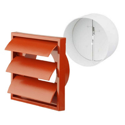 Terracotta Gravity Square Extractor Air Vent and Back Draught Shutter 4 ...