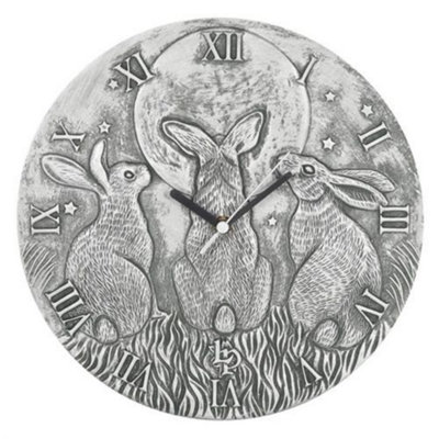 Terracotta Moon Gazing Rabbit Wall Clock