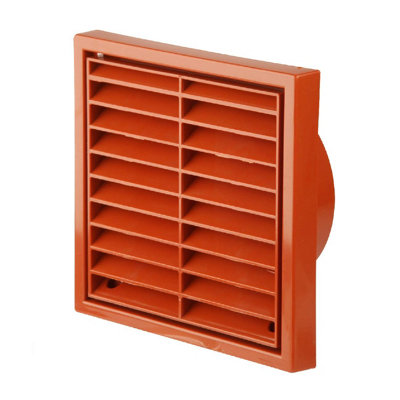 Terracotta Square Extractor Louvre Air Vent Duct Grille 100mm, 4 Inch ...