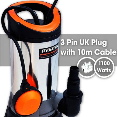 Terratek 1100W Submersible Dirty Water Pump, Pool Pump, Cellar, Flood ...