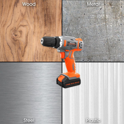 Terratek 20V Cordless Li-ion Drill, Screwdriver Set with 13 Piece ...