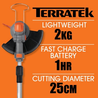 Terratek 20V Electric Cordless Grass Strimmer Garden Trimmer 2 ...