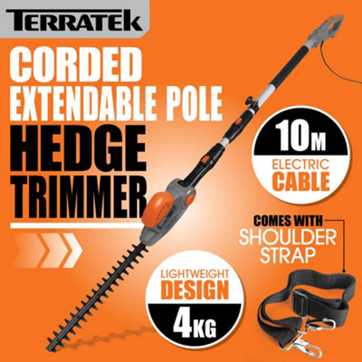 Terratek 500W Hedge Trimmer Garden Electric Long Reach Telescopic ...