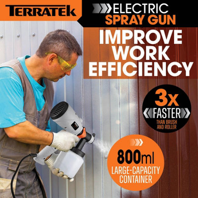 Terratek Electric Paint Sprayer 350W, HVLP Hand Held Fence Spray Gun ...