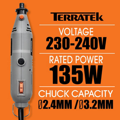 Terratek Rotary Tool Kit 234pcs 135W Variable Speed 8000-33000rpm DIY ...