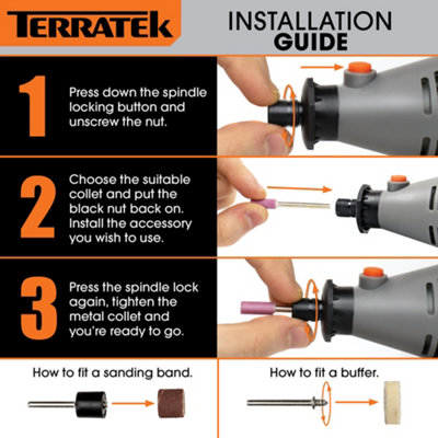 Terratek Rotary Tool Kit 234pcs 135W Variable Speed 8000-33000rpm DIY ...