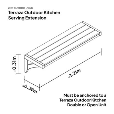 Terraza Outdoor Kitchen Serving Extension by Zest Outdoor Living