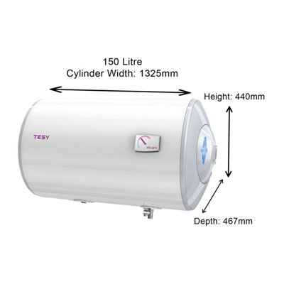 TESY BiLight 150L Electric Horizontal Hot Water Cylinder Wall Mounted ...