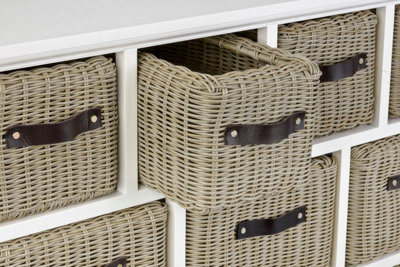 Tetbury 9 Drawer Storage Unit- White with Neutral Extra-Strong Baskets
